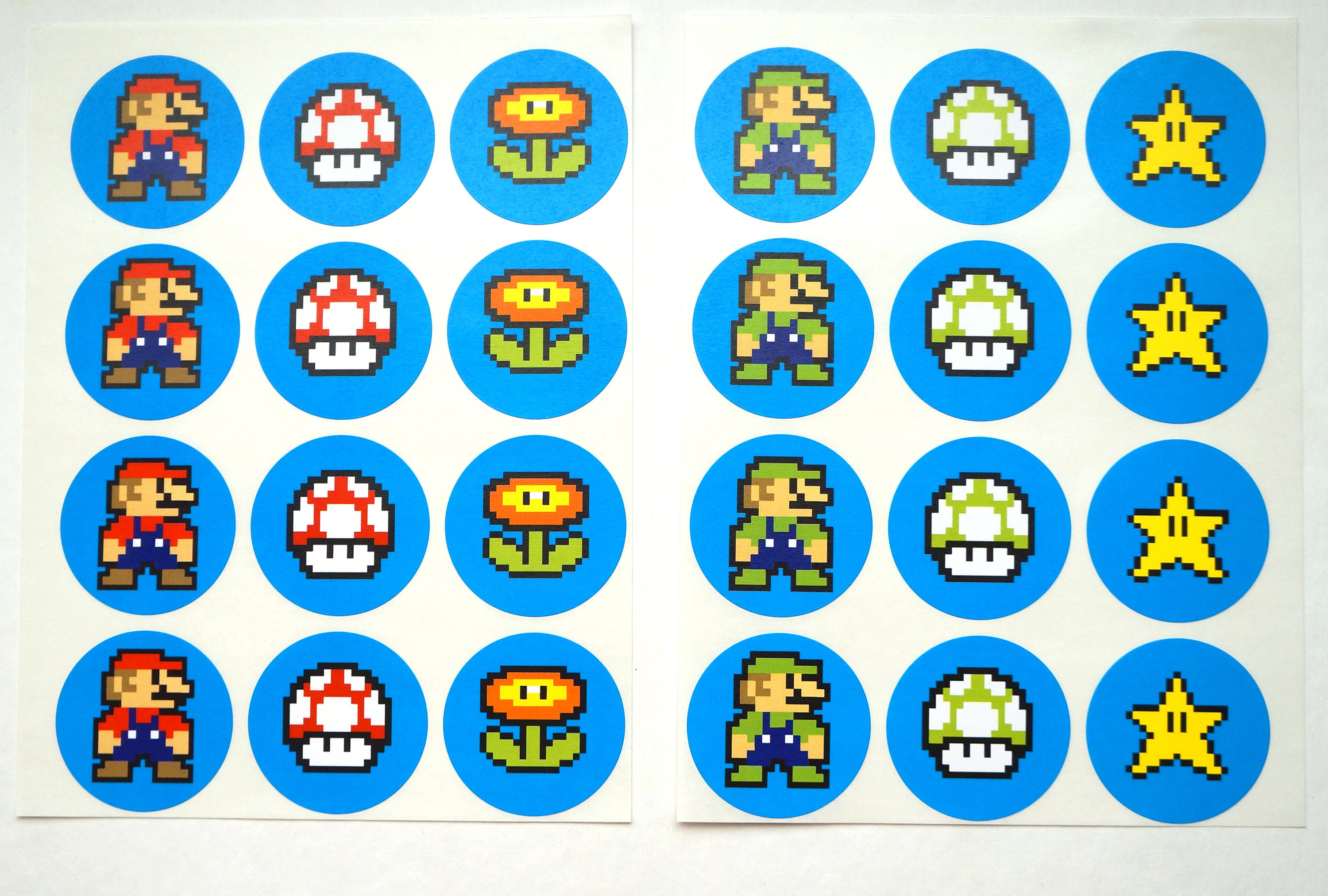 Mario and Luigi Video Game Stickers: Set of 24 Stickers Free | Etsy