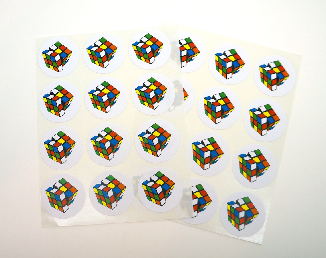 Retro Rubik's Cube Stickers 24 Pack : FREE SHIPPING - Etsy