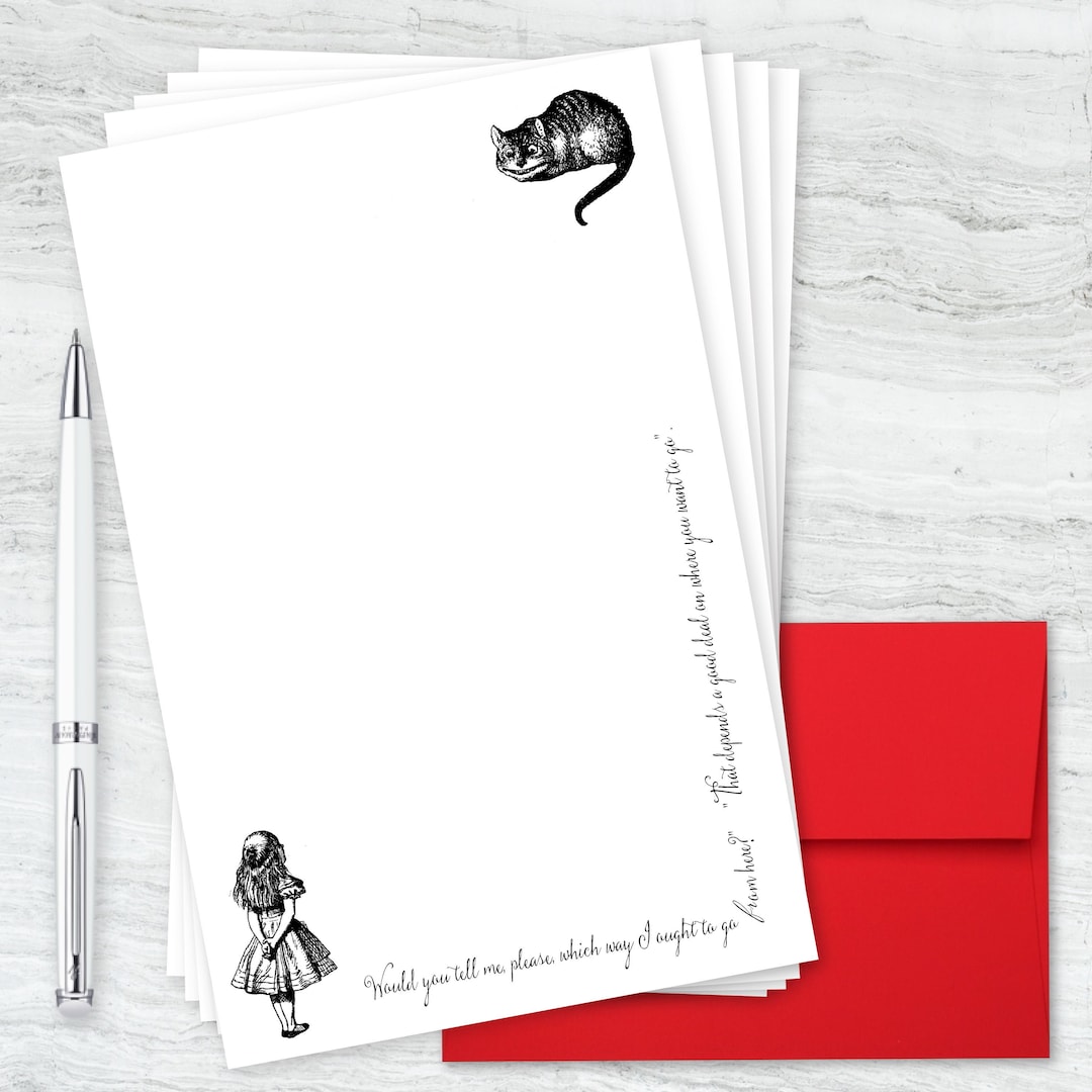 Alice in Wonderland Printable Letter Writing Pages : Set of 4 Digital ...
