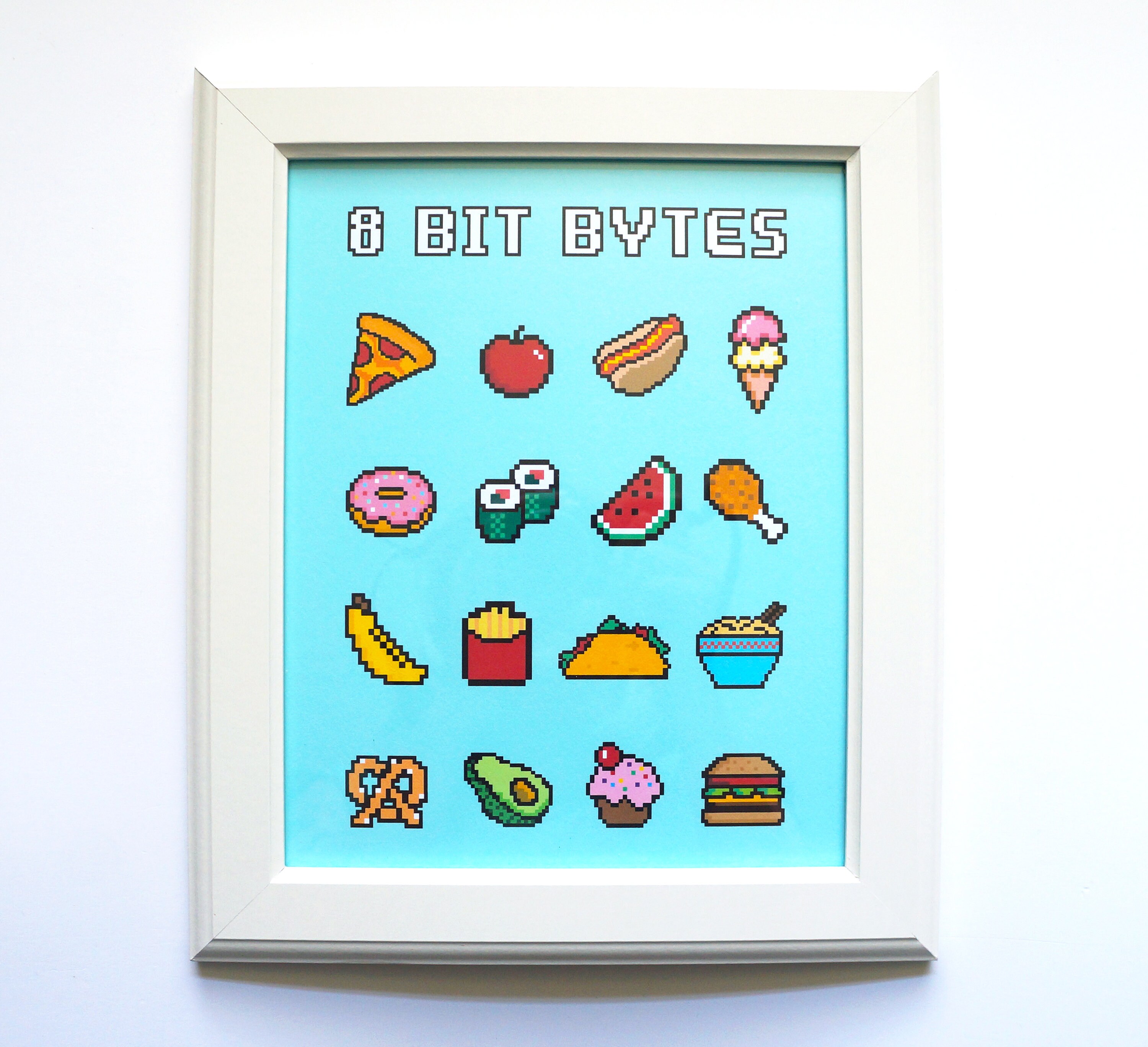 8 Bit Bytes : 8x10 Fun Food Print Kitchen Print Dining Room | Etsy