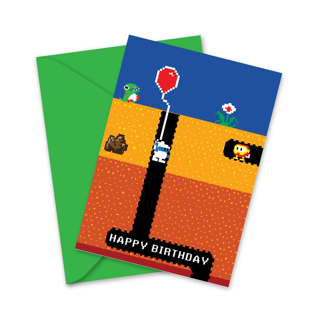 Dig Dug Retro Arcade Birthday Card 5x7 Greeting Card : Free Shipping - Etsy
