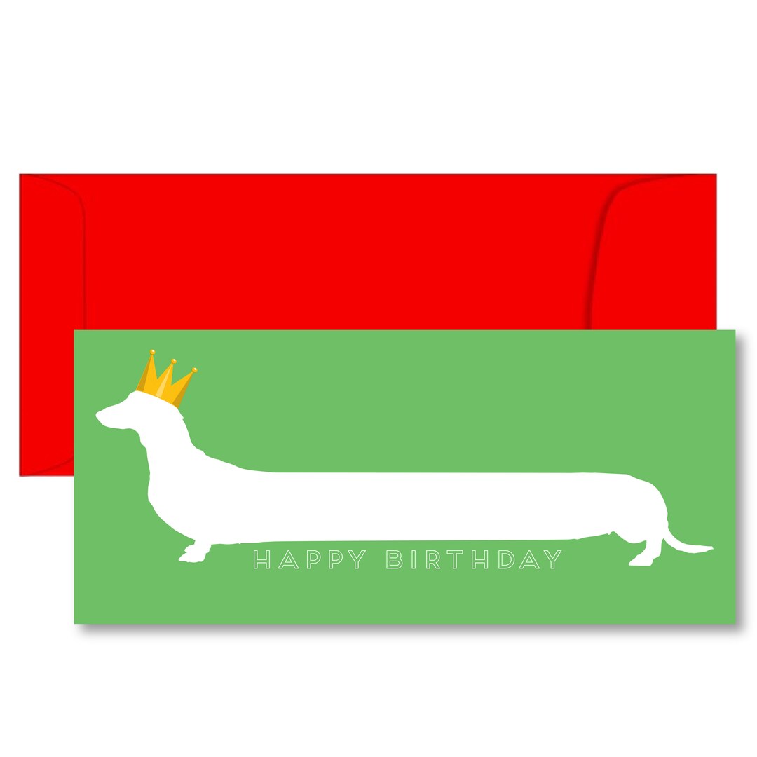 Happy Birthday Weiner Dog, Dachshund Greeting Card - Free Shipping - Etsy