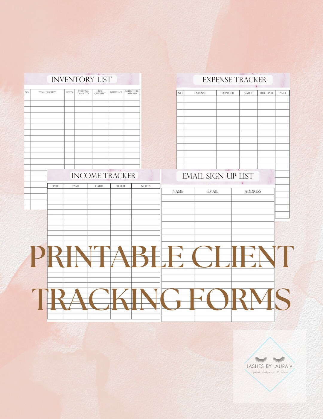 Eyelash Extension Technician Printable Business Tracking Forms /eyelash ...
