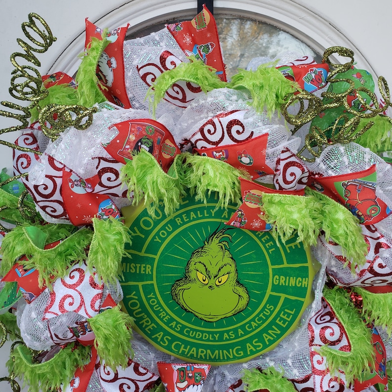 Grinch Wreath, Grinch Xmas Wreath, Grinchmas Wreath, Grinch Love ...