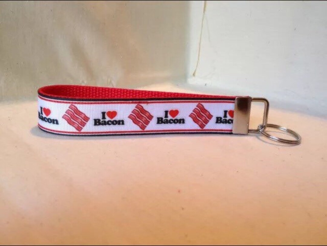 I Love Bacon Key Fob/ Wristlet/ Key Chain 1 Wide With - Etsy