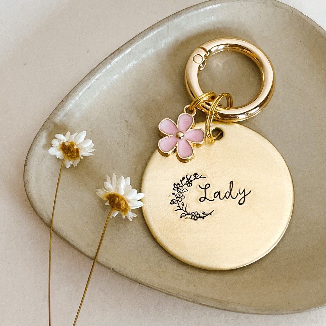 Bloom Dog Tag, Pet Id Tag, Personalized Dog Tag, Hand Stamped Dog Tag ...