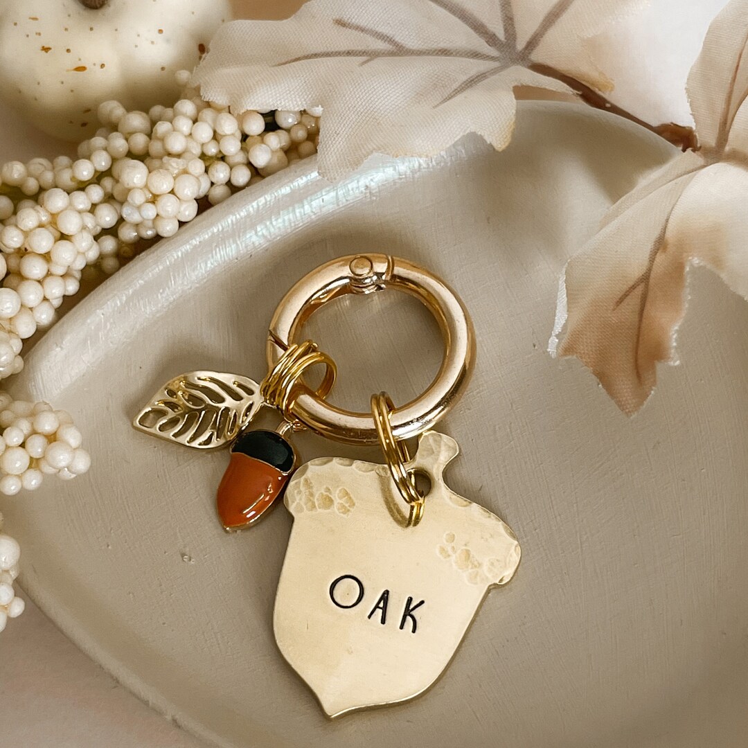 THE ACORN Dog Tag, Pet Id Tag, Personalized Dog Tag, Hand Stamped Dog ...