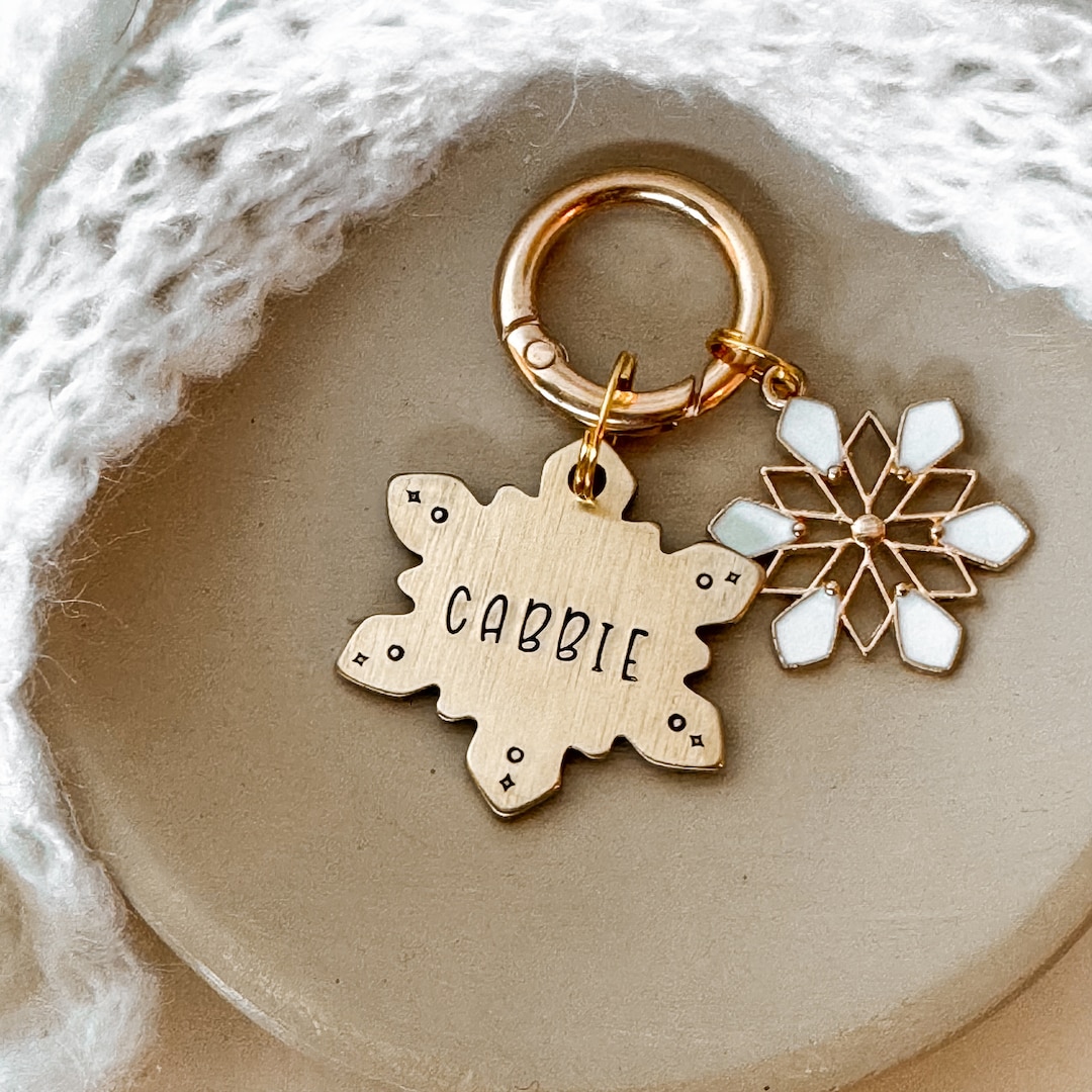 THE SNOWFLAKE Dog Tag, Pet Id Tag, Personalized Dog Tag, Hand Stamped ...