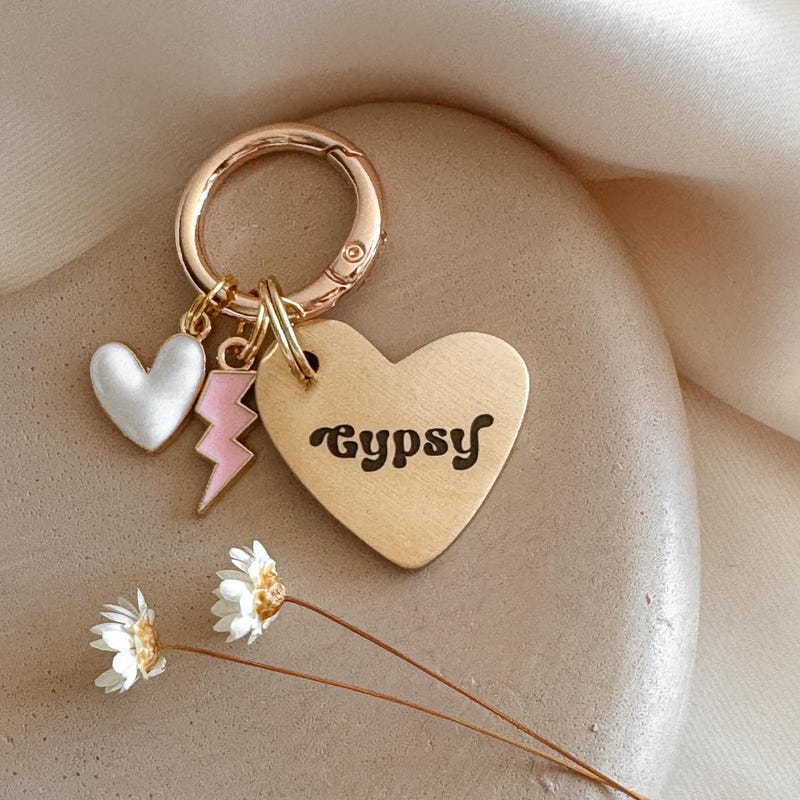 Metal Heart Cat Id Tag - Etsy