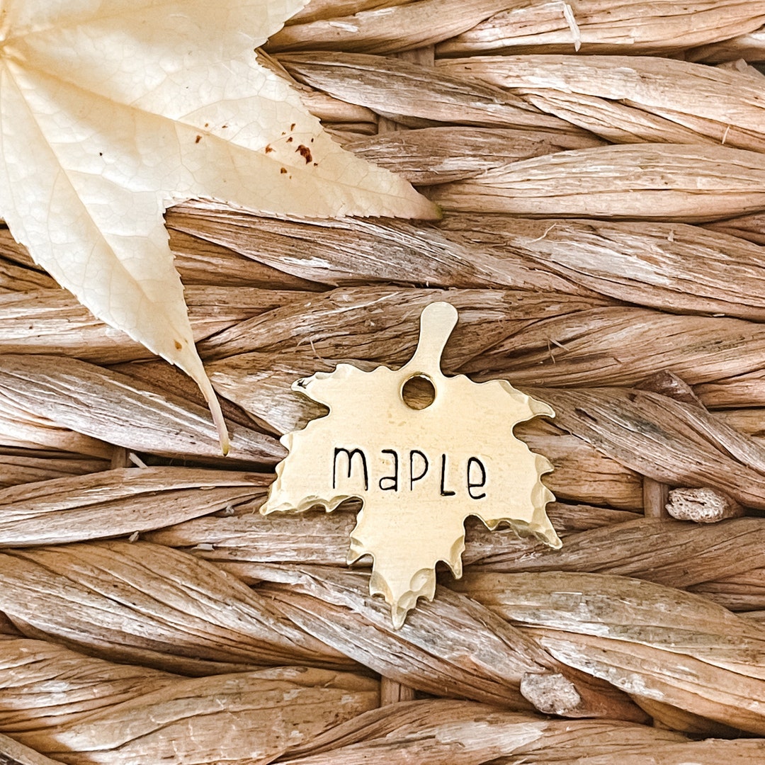 THE MAPLE Dog Tag, Pet Id Tag, Personalized Dog Tag, Hand Stamped Dog ...