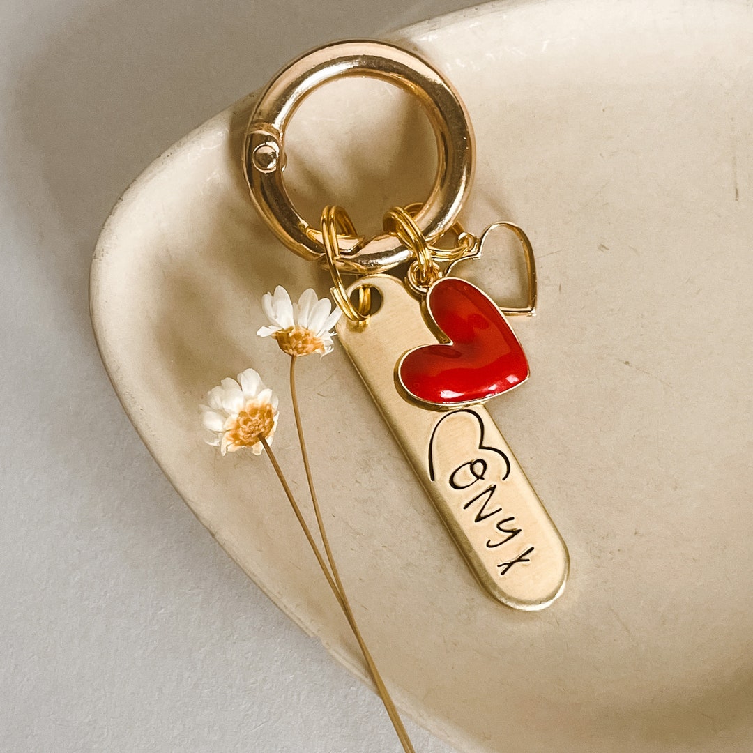 OPEN-HEART BAR Dog Tag, Pet Id Tag, Personalized Dog Tag, Hand Stamped ...