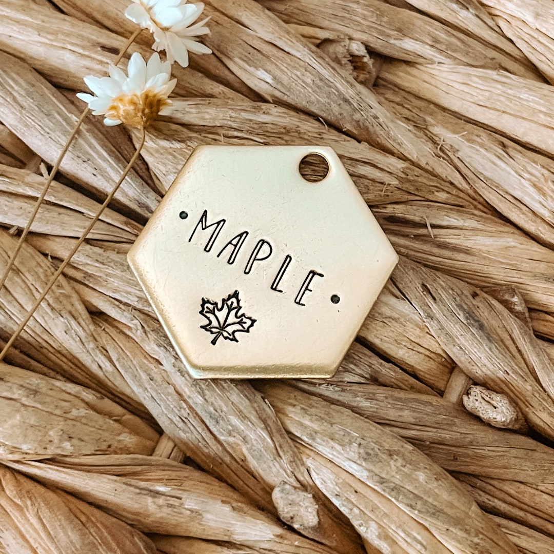 Maple Leaf Dog Tag Pet Id Tag Personalized Dog Tag Hand - Etsy