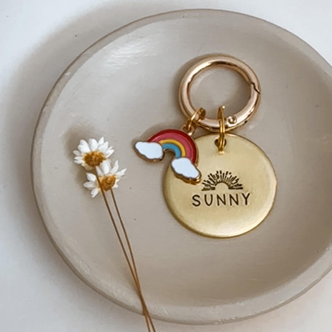 SUNNY DAYS Dog Tag, Sun Dog Tag, Pet Id Tag, Personalized Dog Tag, Hand ...