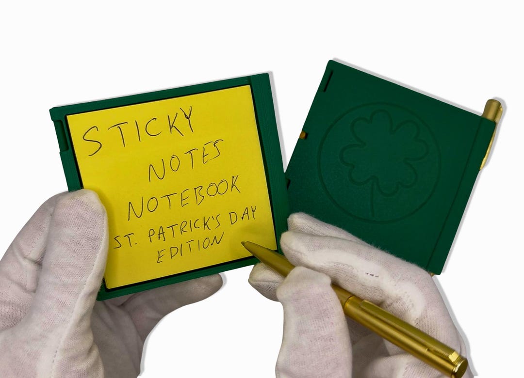 St Patrick's Day Sticky Notes Notebook With Pen, 4 Leaf Clover Notebook ...