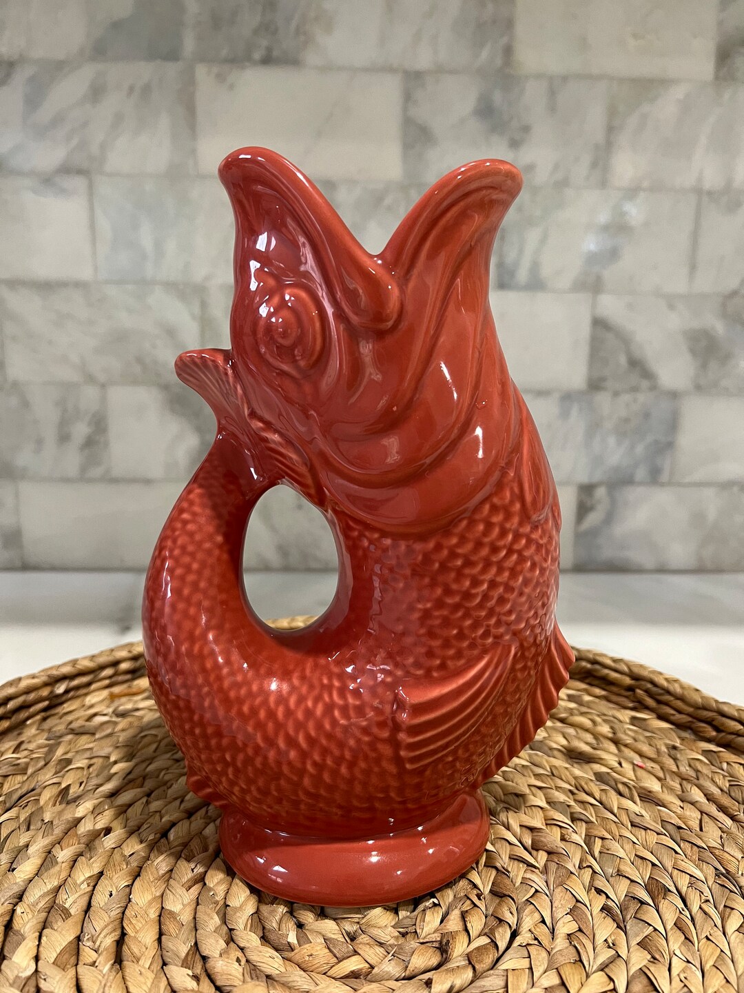 Vintage Heavy Large Gluggle Jug Fish by Wade Ceramics terracotta Koi ...