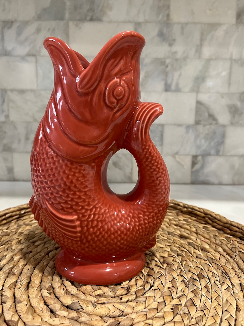 Vintage Heavy Large Gluggle Jug Fish by Wade Ceramics terracotta Koi ...