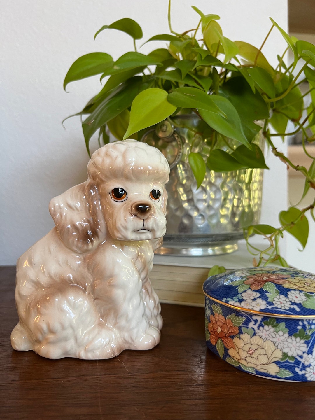 Vintage Lefton Puppy Planter #H-4906 | White and Cream Poodle Planter ...