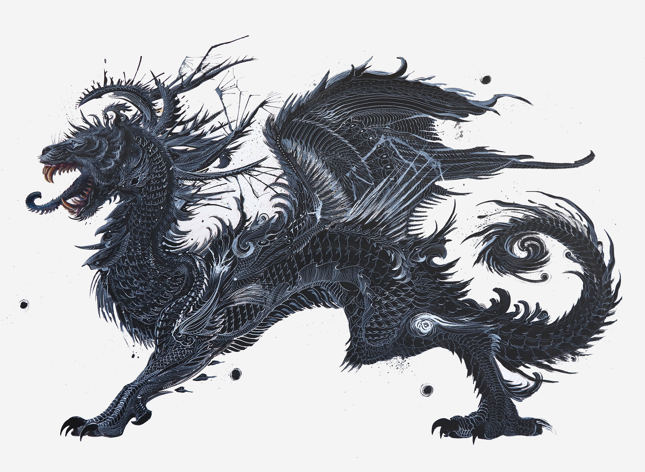Midnight Fu Dragon | Hand-embellished Artwork - Limited Edition Print ...