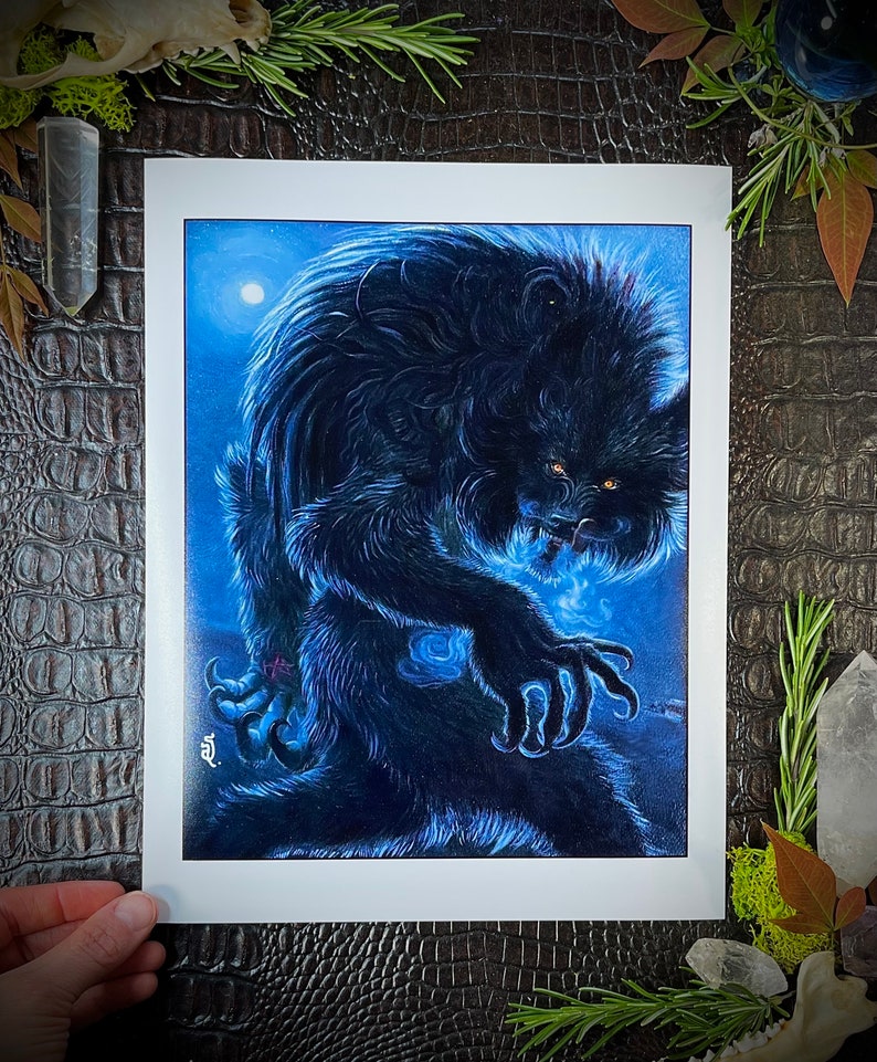 PRINT / Blue Moon Rising Werewolf Wall Art - Etsy