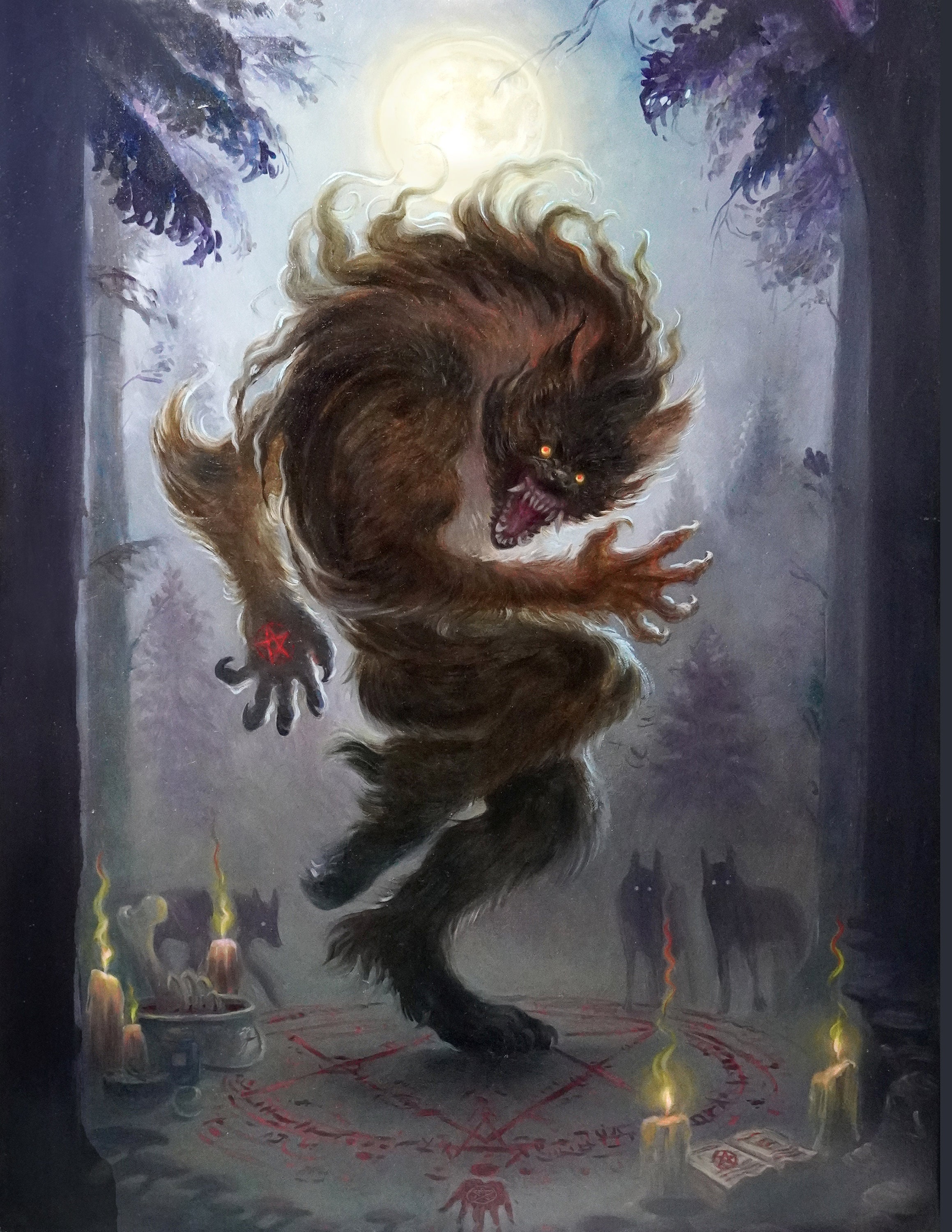 PRINT Blood Moon Werewolf Dance - Etsy