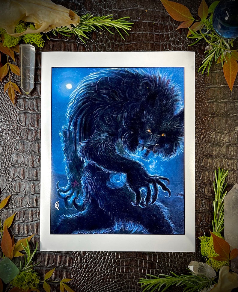 PRINT / Blue Moon Rising Werewolf Wall Art - Etsy