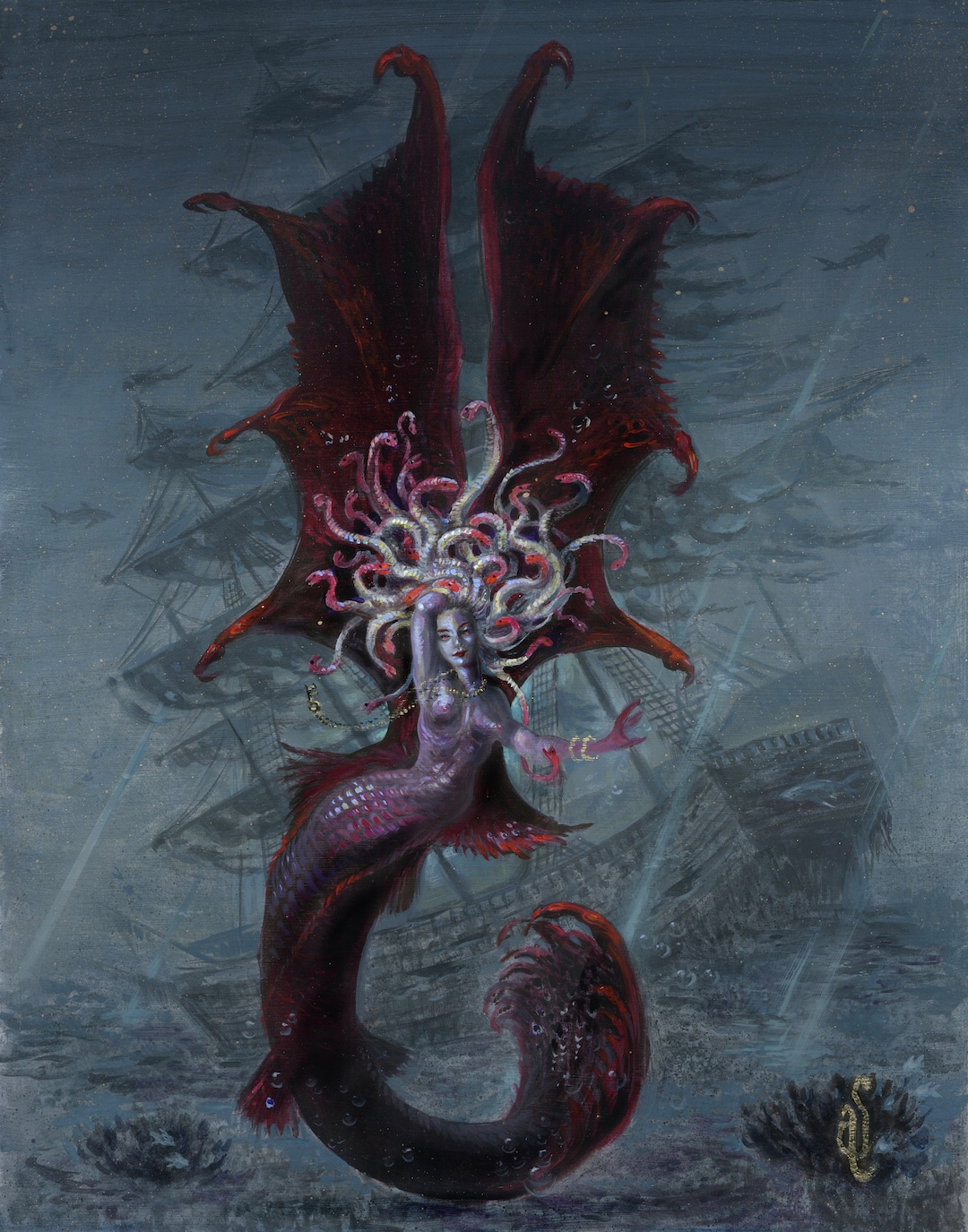 PRINT the Merdusa Mermaid Medusa Fantasy Wall Art - Etsy