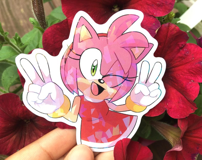 Amy Rose | Sonic the Hedgehog | Holographic Sticker | Cute Laptop ...
