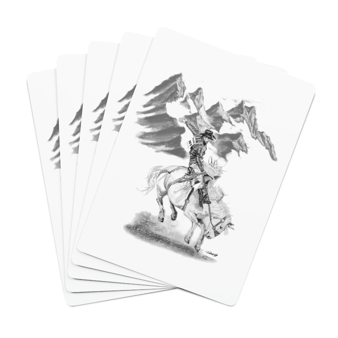 Custom Poker Cards Rodeo Horse Bronc Riding Original Artwork From ...