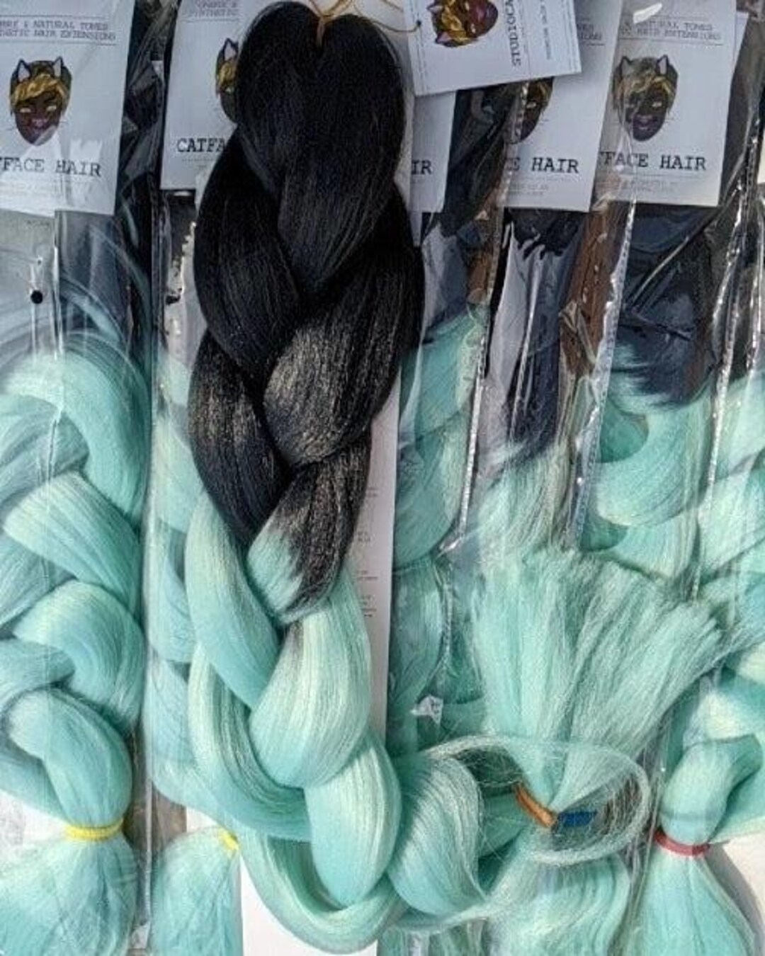 BLACK WILD MINT Ombre Braiding Hair 34 Inches *large Pack 165g Catface ...