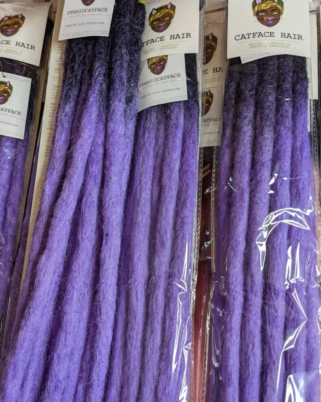 Black Lilac Ombre Large Rough Faux Dread Locs Crochet Braids 24 Inches ...