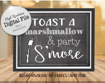 S'mores Station Sign Where Marshmallows and Friends Get