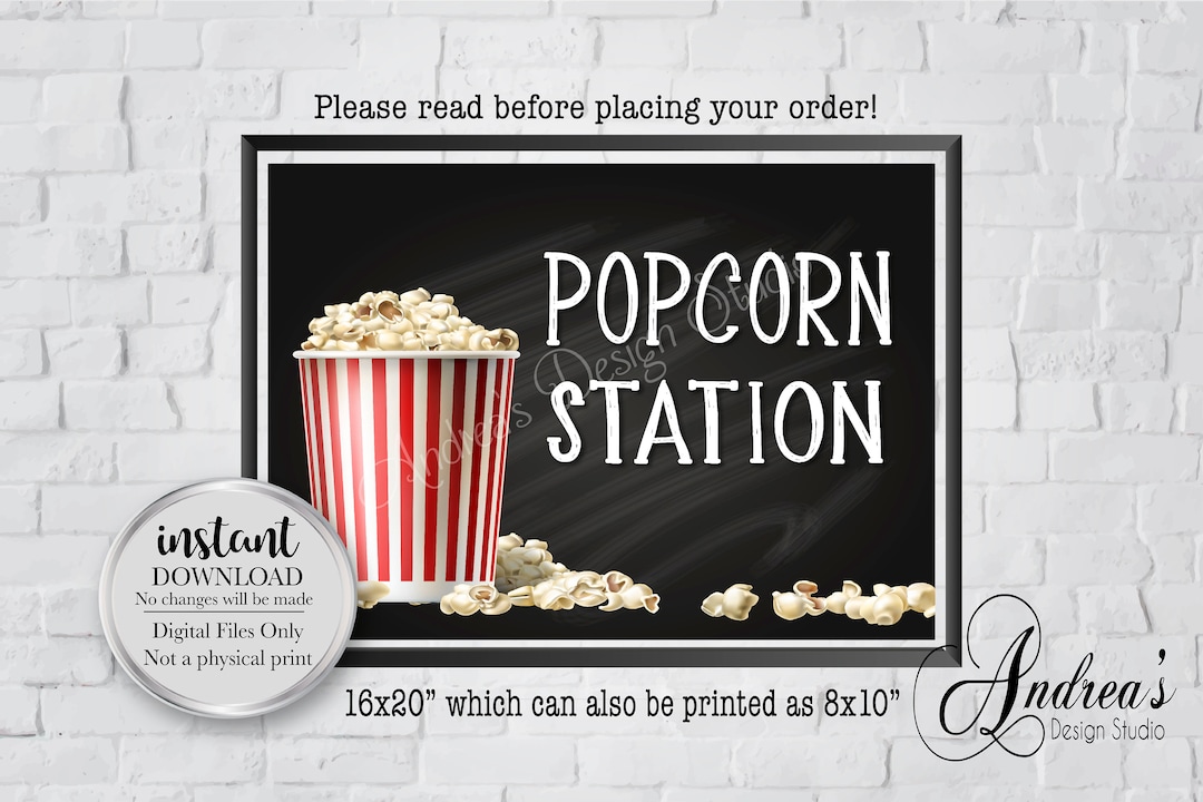 Popcorn Station Sign, Wedding Popcorn Station, Party Popcorn Station ...