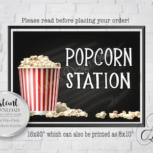 Popcorn Station Sign Wedding Popcorn Station Party Popcorn | Etsy