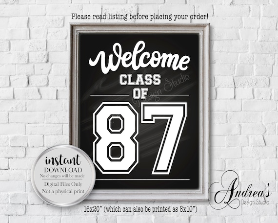 Reunion Welcome Sign Class of 1987 Sign Graduating Class - Etsy