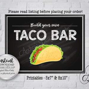 Build Your Own Taco Bar, Taco Bar Sign, Taco Buffet, Wedding Decor ...