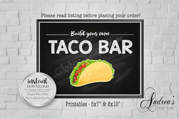 Build Your Own Taco Bar Taco Bar Sign Taco Buffet Wedding | Etsy