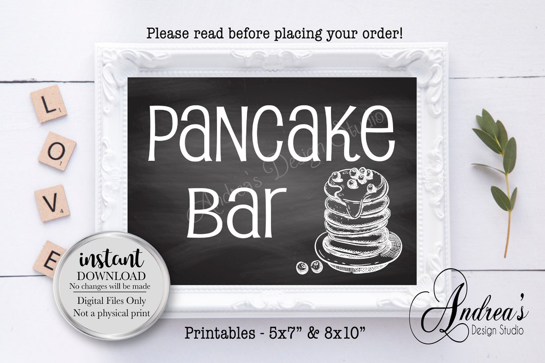 Pancake Bar Sign, Pancake Sign, Wedding Decor, Party Decor, Party Table ...