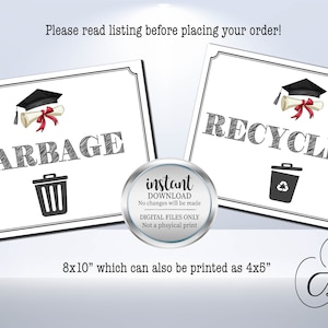 Graduation Party Recycling & Garbage Signs, Eco-friendly Event Signs ...