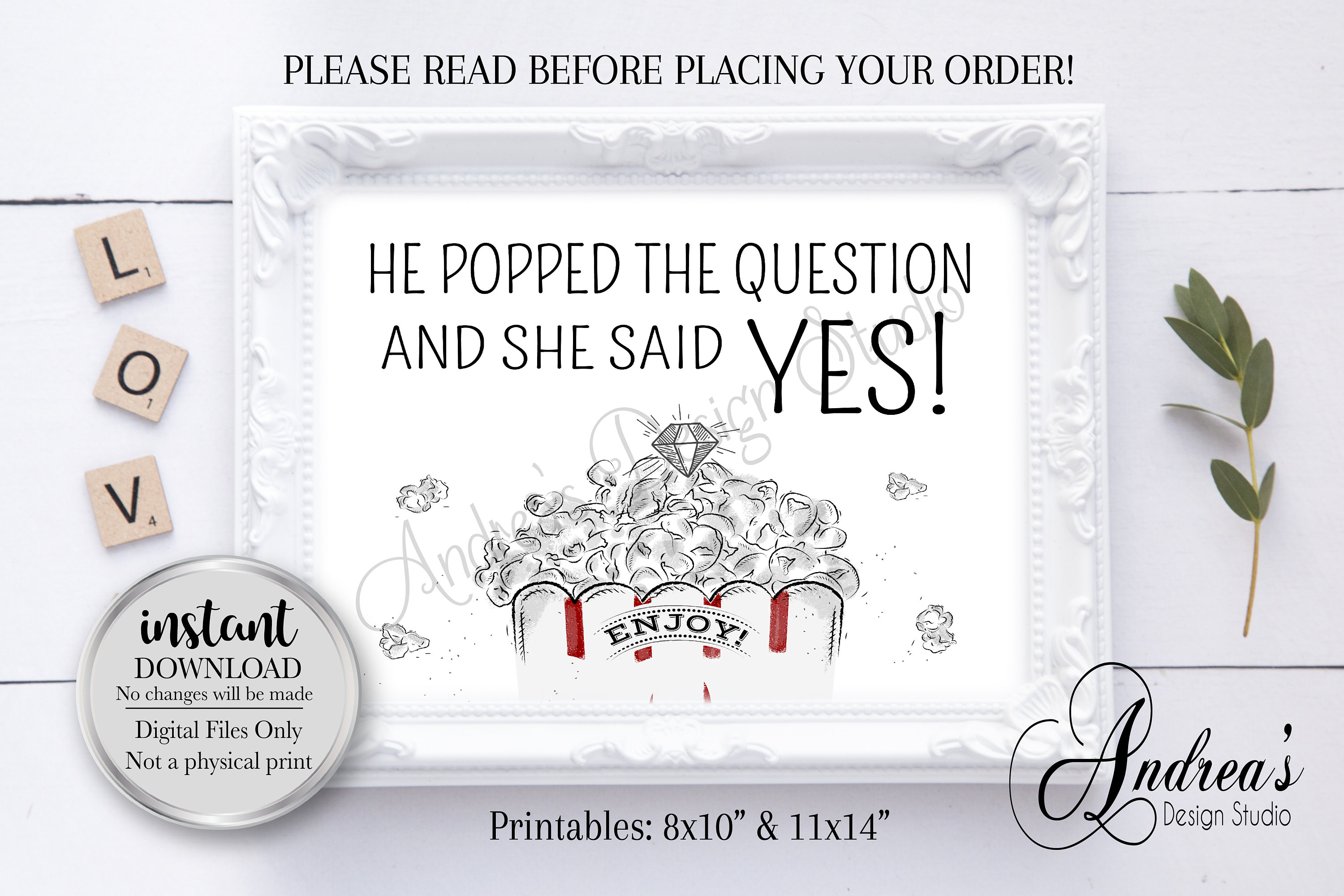 He Popped the Question She Said Yes Sign, Engagement Photo Prop, Bridal ...