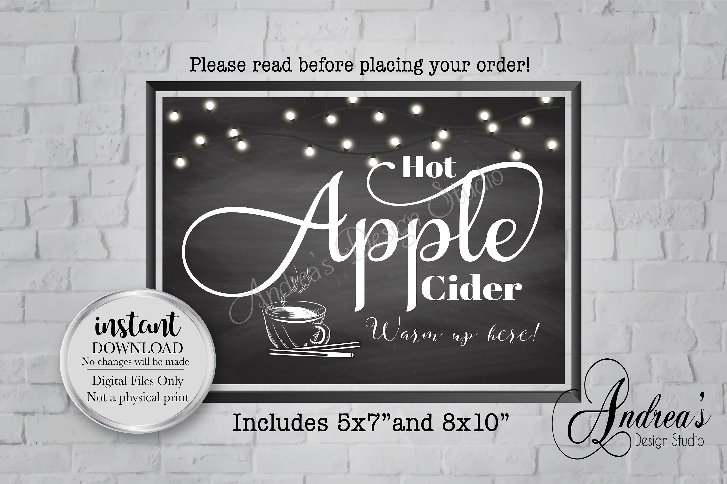 Hot Apple Cider Sign Warm Up Here Sign Wedding Printables | Etsy