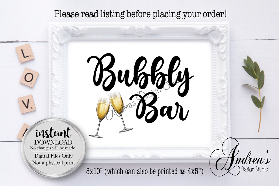 Wedding Bubbly Bar Sign, Bubbly Bar Champagne Sign, Wedding Decor ...