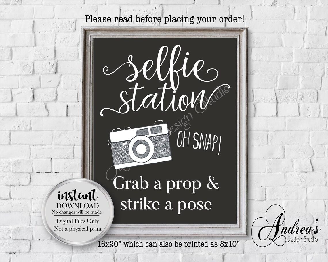 Selfie Station Sign Grab a Prop and Strike a Pose Sign Photo - Etsy Canada