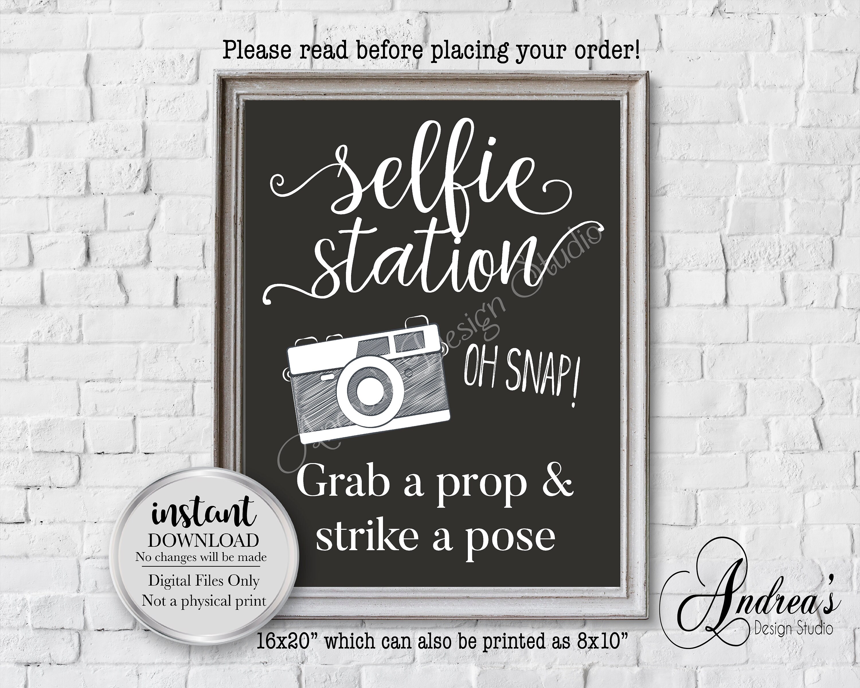Selfie Station Sign Grab a Prop and Strike a Pose Sign Photo - Etsy UK