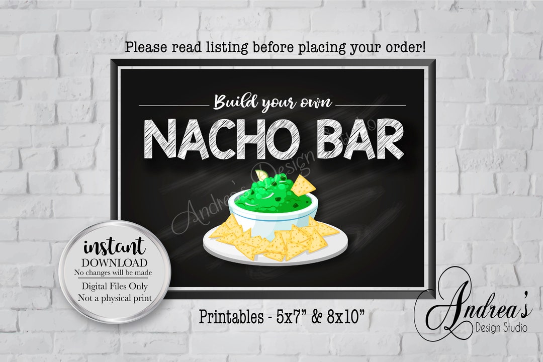 Build Your Own Nacho Bar, Nacho Bar Sign, Nacho Bar Table, Wedding ...