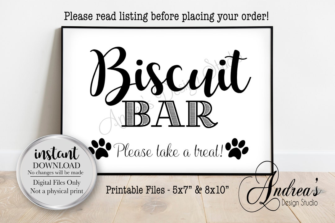 Biscuit Bar, Wedding Dog Treat Sign, Party Dog Treat Sign, Dog Treat ...