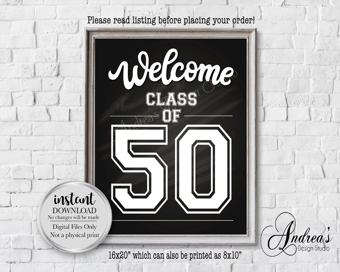 Reunion Welcome Sign, Class of 50 Sign, Party Decor, Class Reunion ...