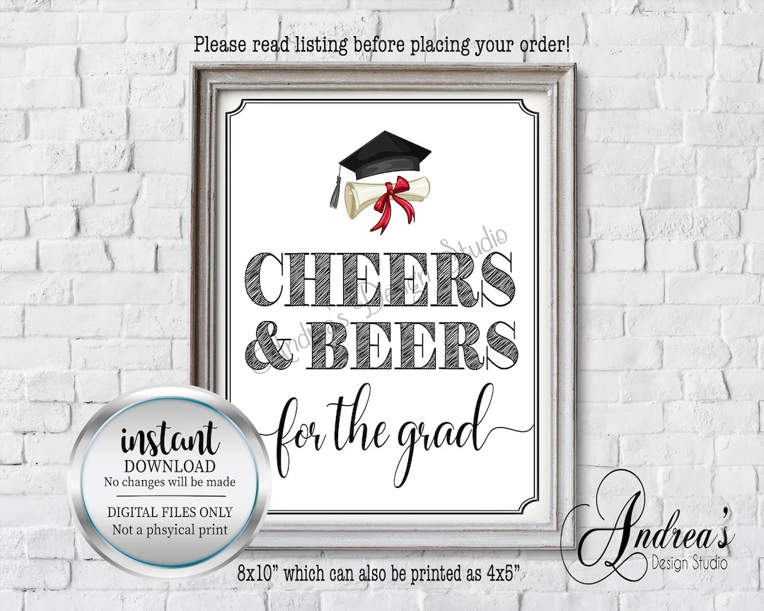 Graduation Cheers & Beers, Grad Party Decor, Grad Party Sign, Grad ...
