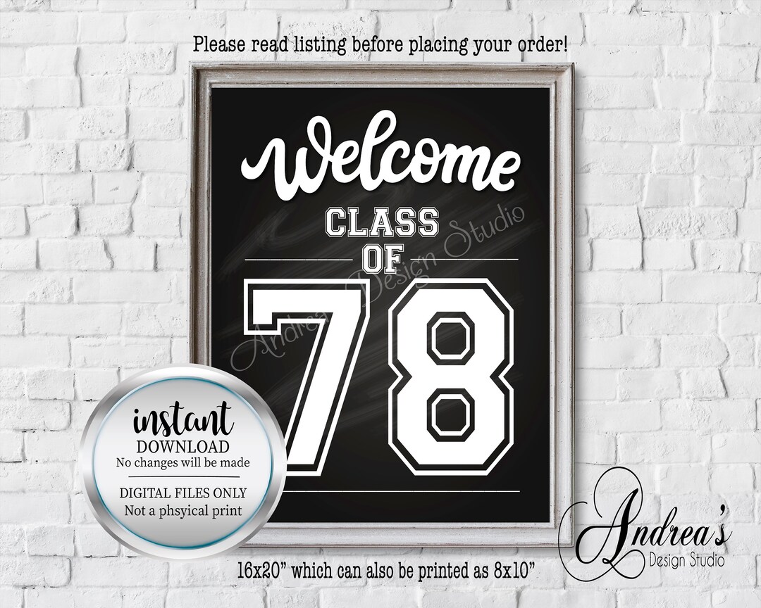 Reunion Welcome Sign, Class of 78 Sign, Party Decor, Class Reunion ...