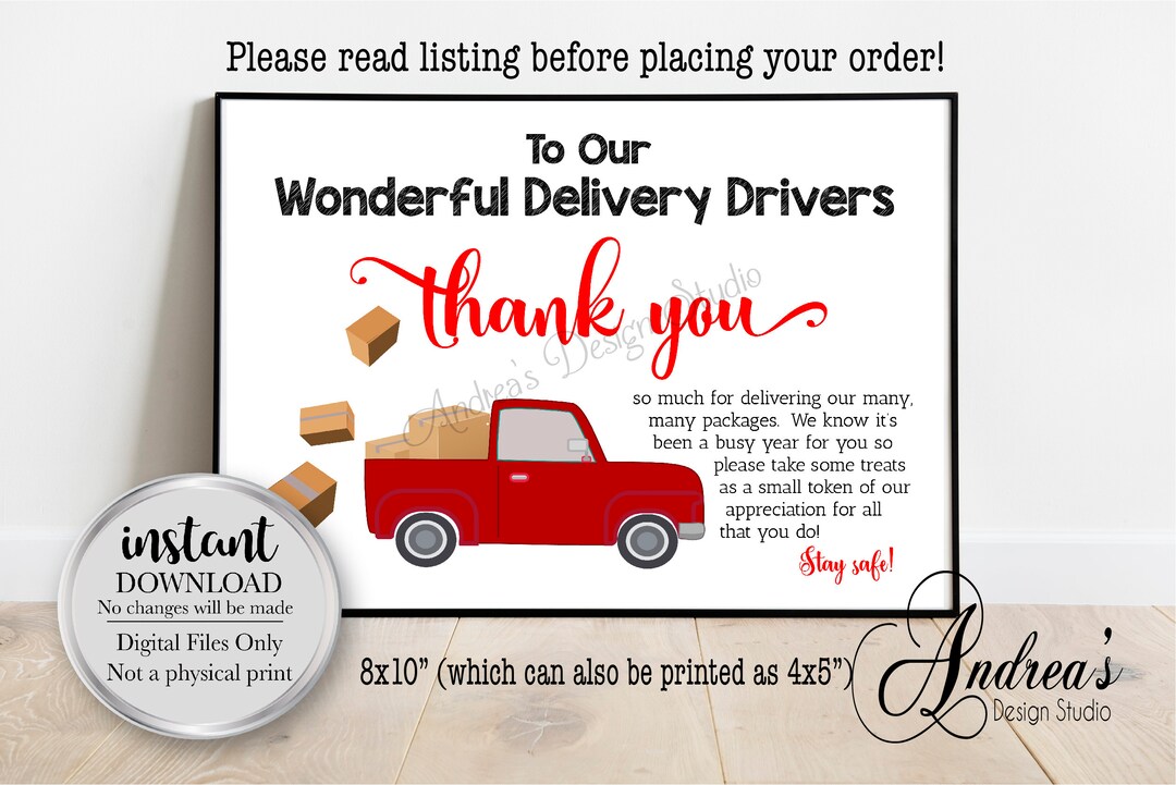 Thank You Delivery Driver Snack Sign, Amazon, Fedex, UPS Thank You Sign ...