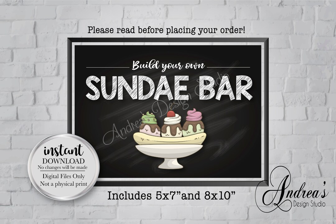 Build Your Own Sundae Bar, Sundae Bar Sign, Sundae Bar Table, Wedding ...